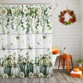 Bathroom Shower Curtain Sage Green Pumpkin Eucalyptus Leaves Floral ...