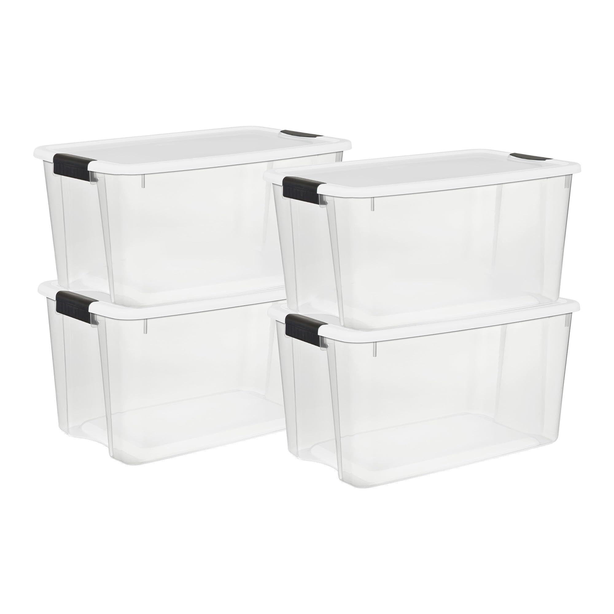 70 Quart Ultra Storage Box, Transparente con Tapa Blanca y Cierres ...