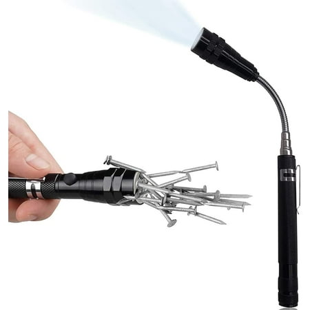 Telescopic Magnetic Pickup Tool with Flashlight, 360° Flexible Pick Up ...