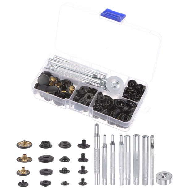 Unique Bargains Snap Fasteners Kit 4 Type Copper with 9 Setter Tools ...