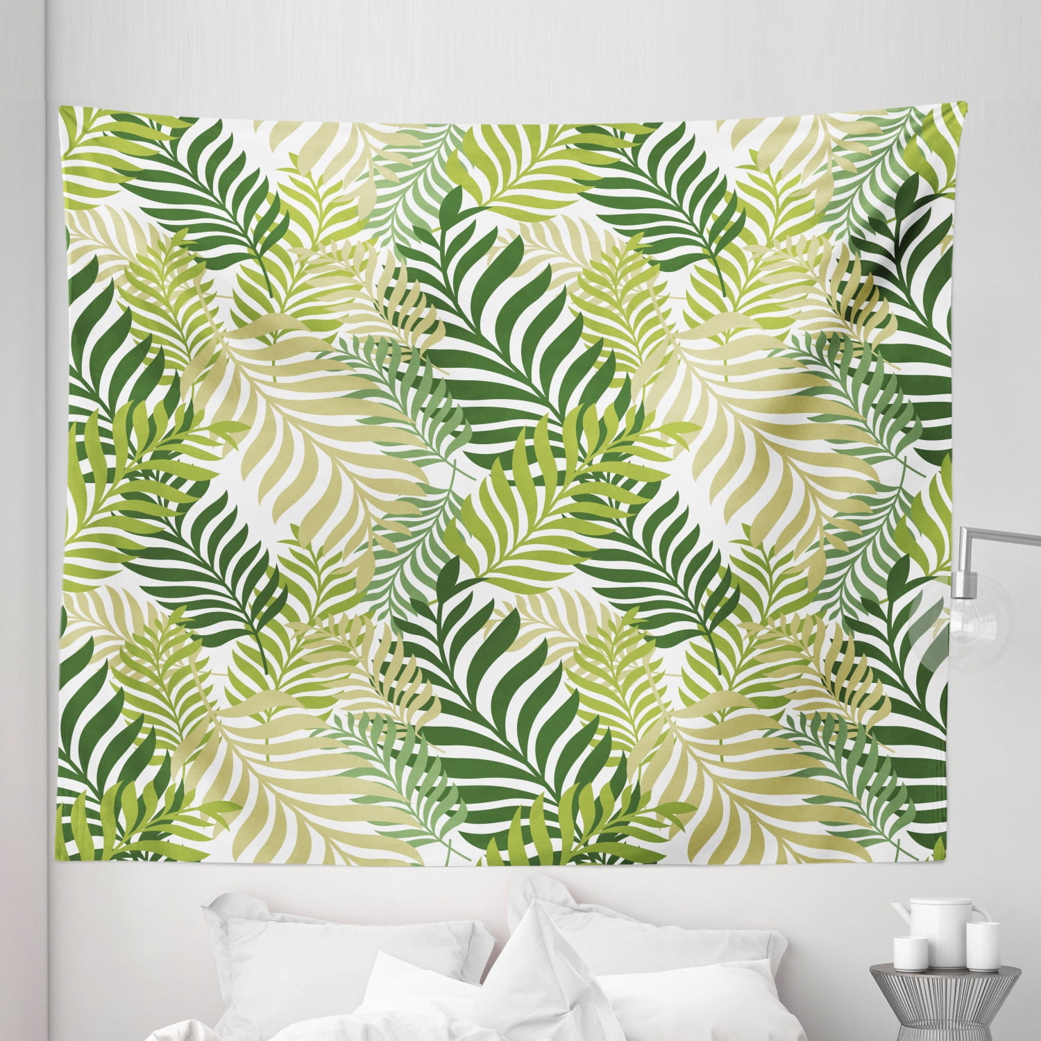 Spring Tapestry, Tropic Exotic Palm Tree Leaves Natural Botanical ...