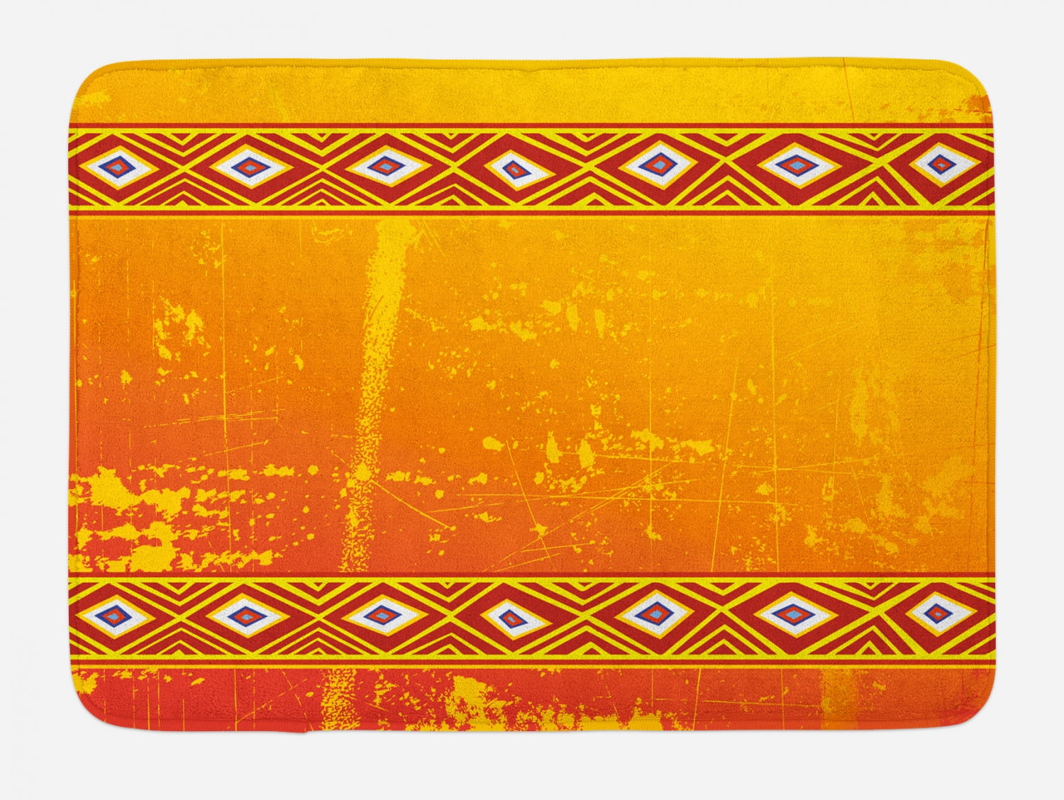 African Bath Mat, Tribal Theme Ethnic African Grunge Ornaments with ...