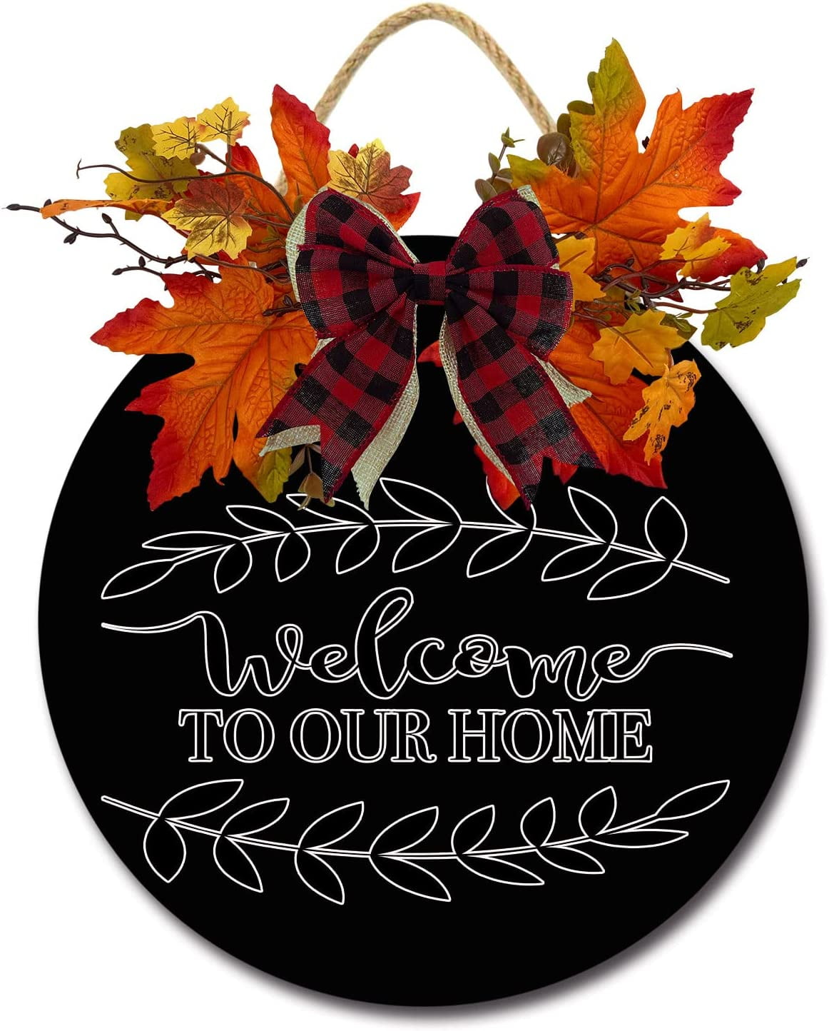 Eveokoki 12" Welcome To Our Hom, Rustic Door Wreaths Sign with Fall ...