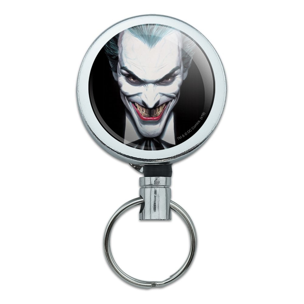 Batman Alex Ross Joker Head Heavy Duty Metal Retractable Reel ID Badge ...