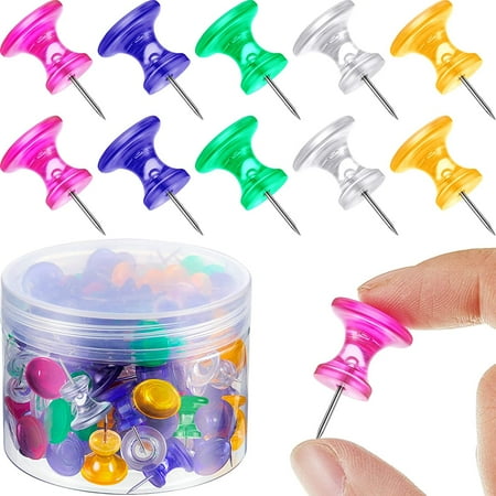 60 Pieces Giant Push Pins Clear Thumb Tacks Steel Point 1 Inch Standard ...
