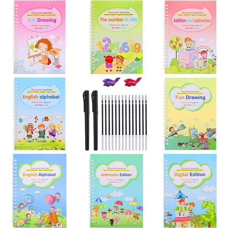 8 Pieces Magic English Practice Copybook for Kids Reusable Calligraphy ...