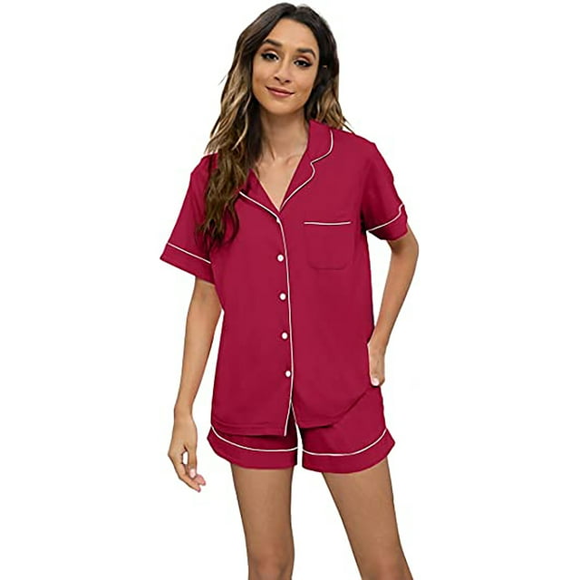 HEARTNICE Women Button up Pajama Set, Summer Lightweight Shorts ...