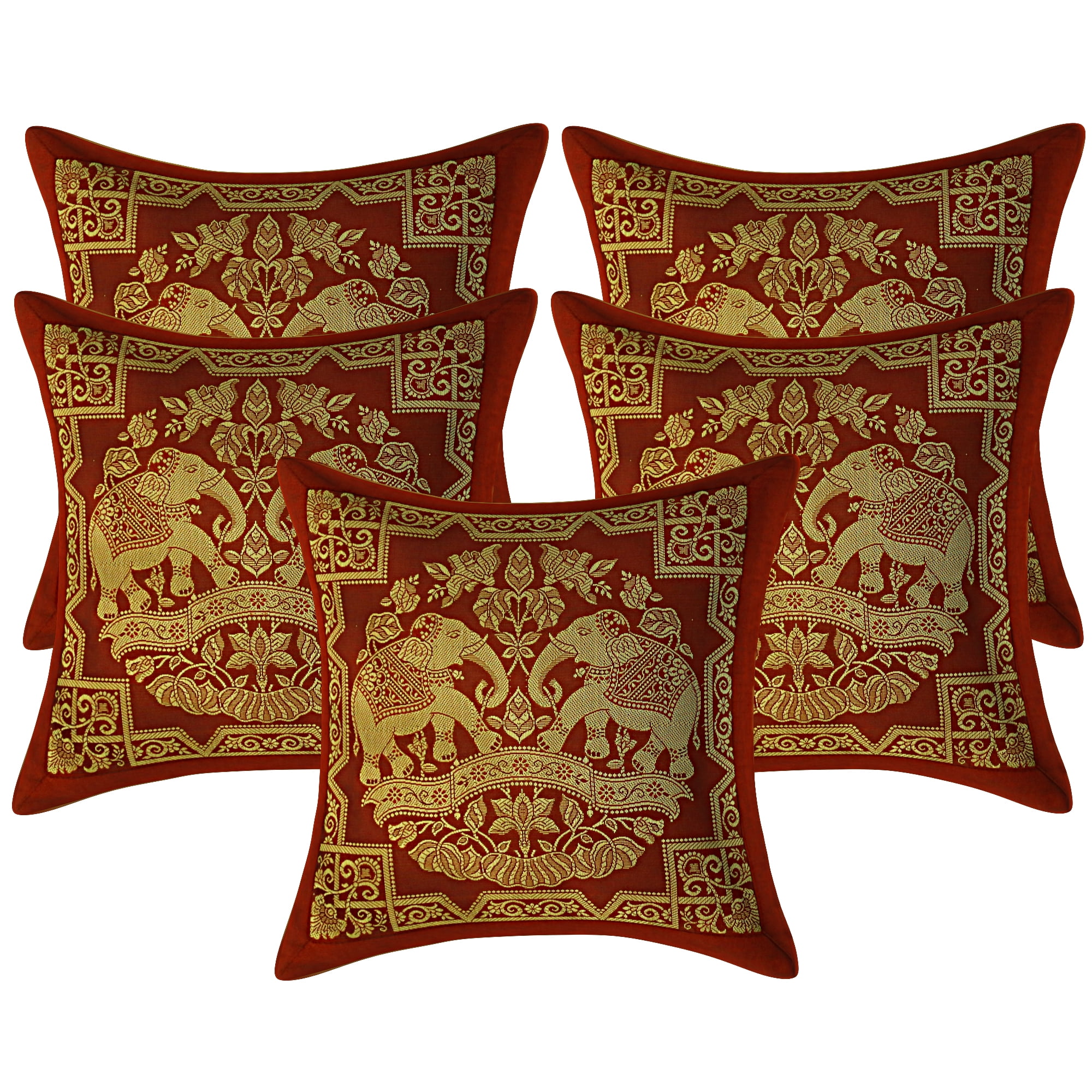 Stylo Culture Indian Decorative Sofa Brocade Burgundy Maroon And Gold ...