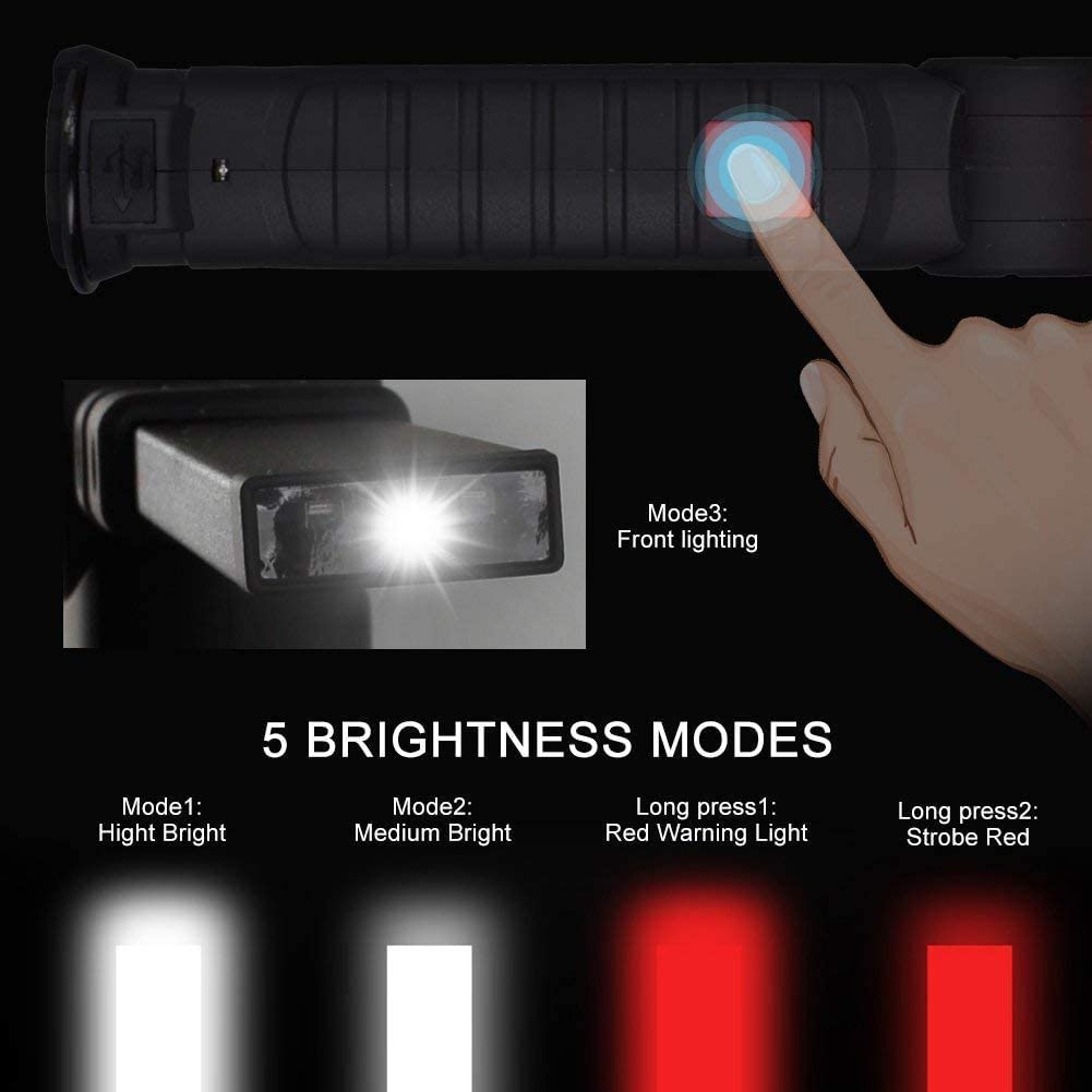 LED Flashlight, Rechargeable Work Lights with Magnetic Base Hook 360 ...