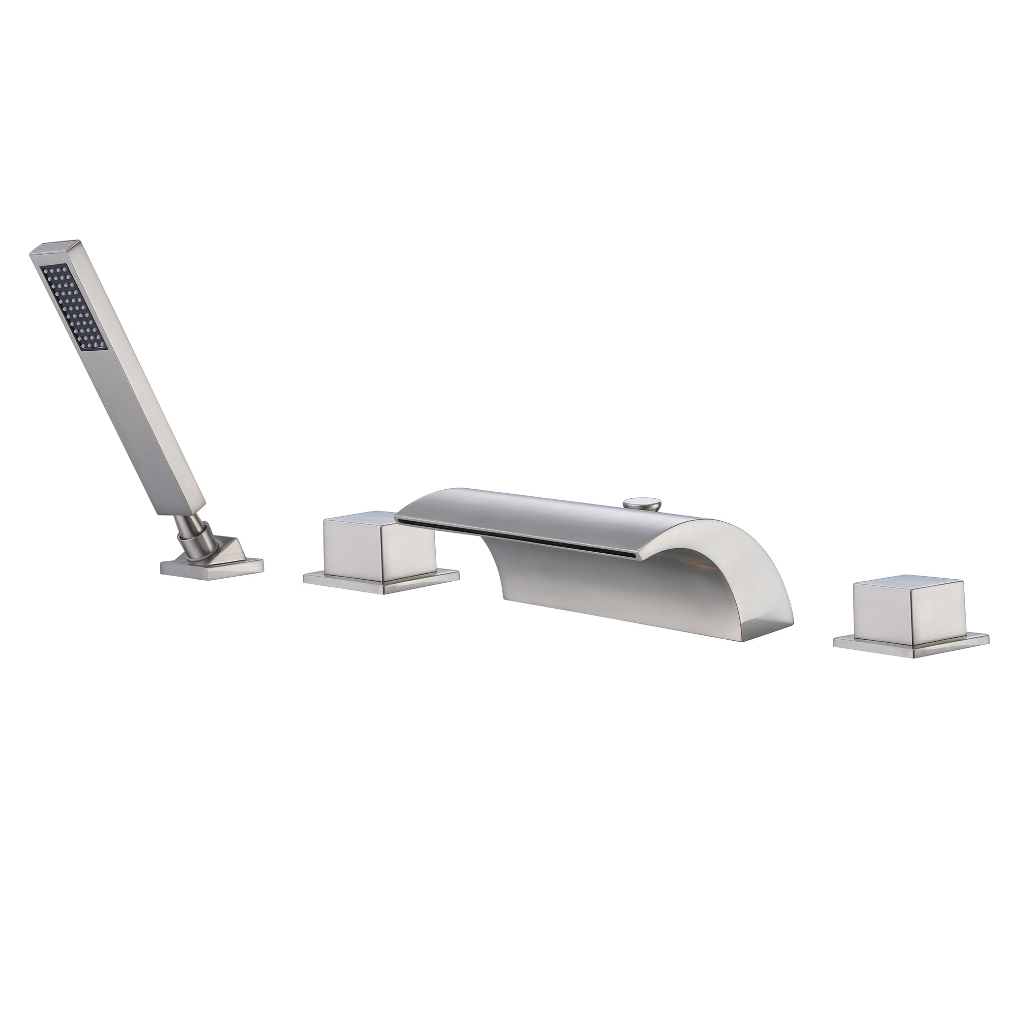 Brushed Nickel High Flow Bathtub Faucet with Sprayer, Waterfall Tub ...