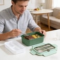 Bento Lunch Box with Fork & Spoon, High Inner Double Layered ...