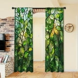 WNOOHIY Nordic Style Retro Green Leaf Stain Glass Light-filtering ...