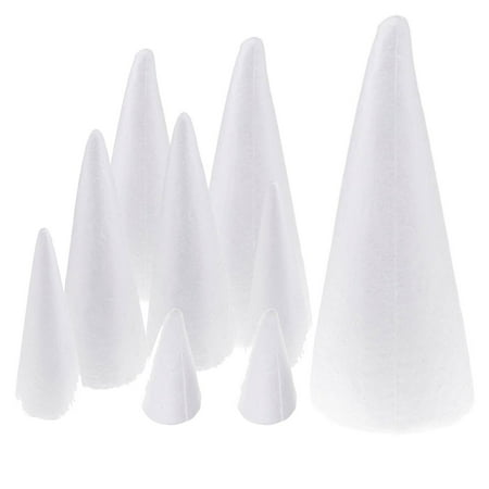 9x Polystyrene Solid Cones Styrofoam Sugarcraft Xmas Trees DIY Painting ...