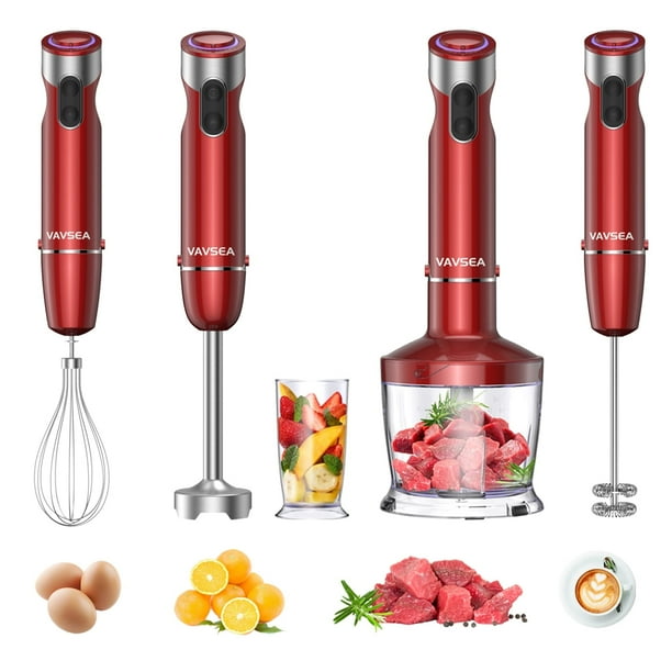 VAVSEA 1100W 5-in-1 Immersion Hand Blender, 12 Speed Stick Blender with Mixing Beaker (22oz ...