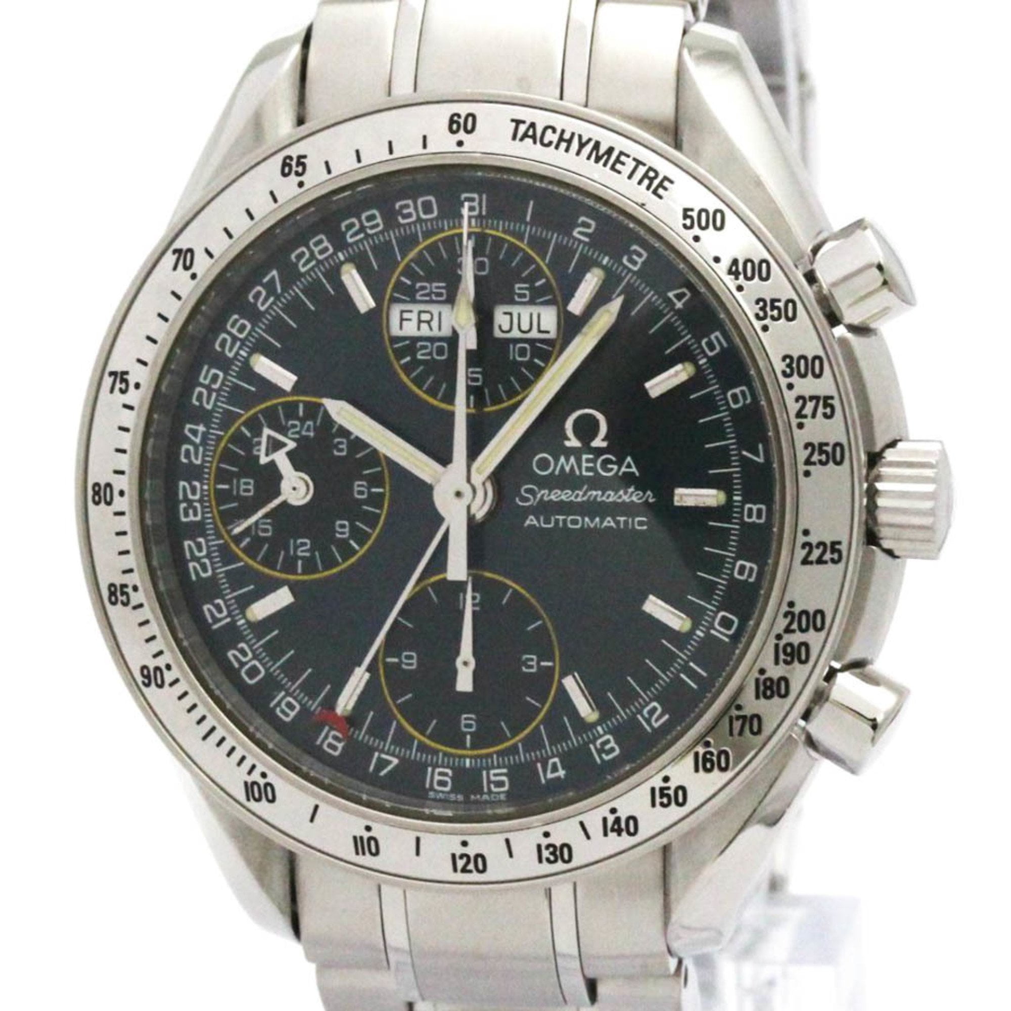 Pre-Owned OMEGA Speedmaster Triple Date Steel Automatic Watch 3523.80 ...