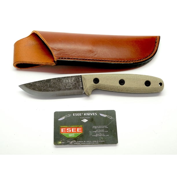 ESEE RB3-BO Fixed Blade Knife Black Stonewash Carbon Steel & Natural ...