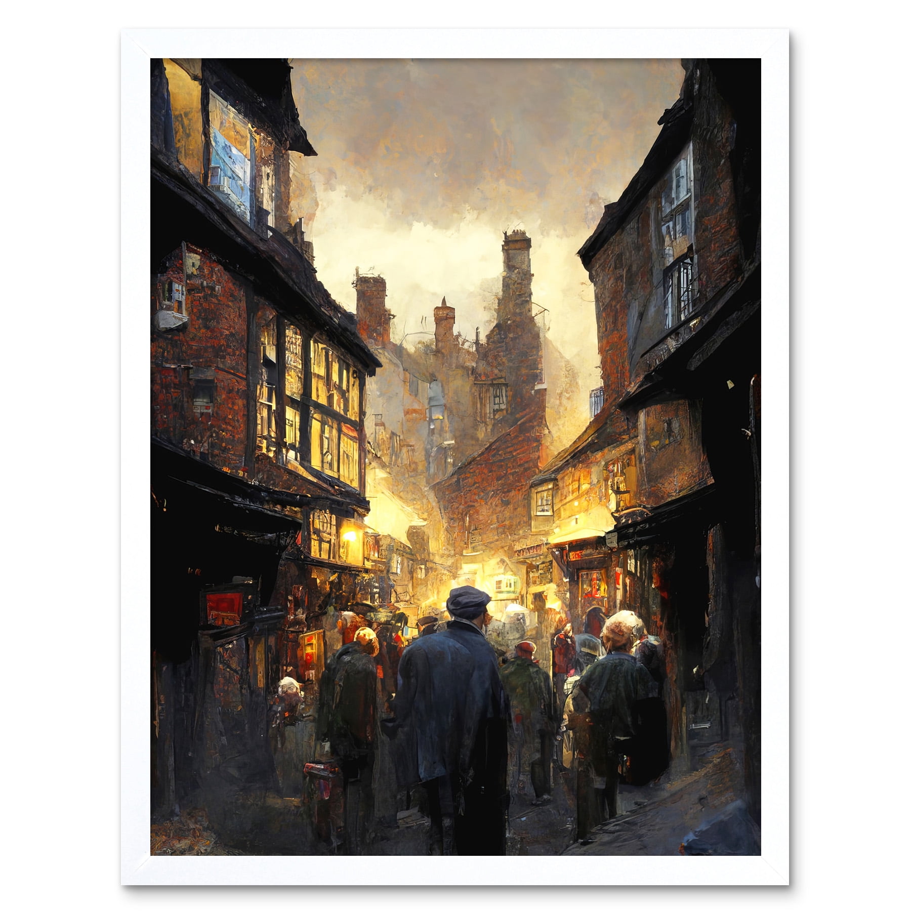 The Shambles York Medieval City Street Oil Painting Art Print Framed ...