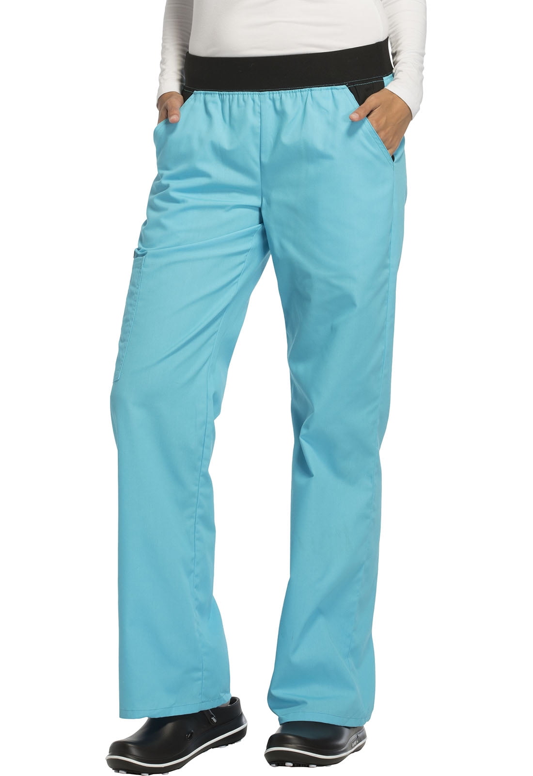 Cherokee Flexibles Women Medical Scrubs Pant Mid Rise Knit Waist Pull ...
