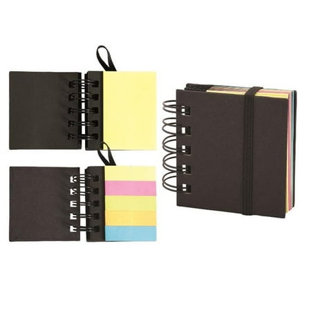 Spiral Sticky 250 Sheet Notepad with Noteflags - Black - 12 Pack ...