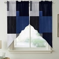 Black Grey Swag Curtain Valance for Window 2 Panels Blue Geometric ...