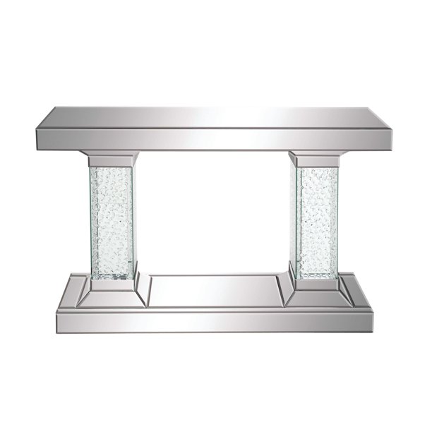 DecMode 42" x 31" Silver Wood Beveled Mirrored Console Table with ...