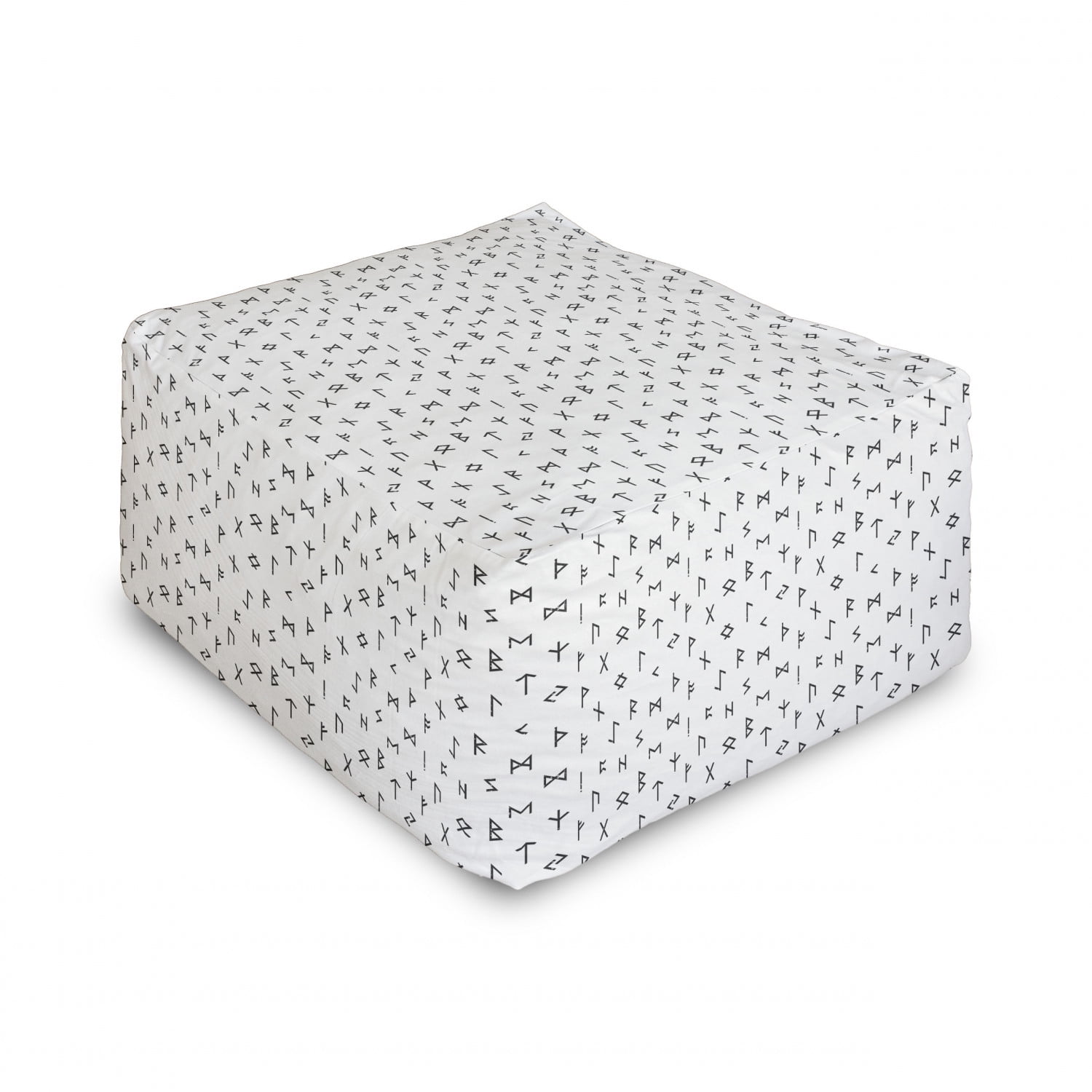 Occult Rectangle Pouf, Minimalist Anatolian Tribal Hieroglyph ...