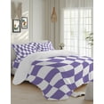 4 Piece Duvet Cover Set Twin, Abstract Purple White Checker Soft ...