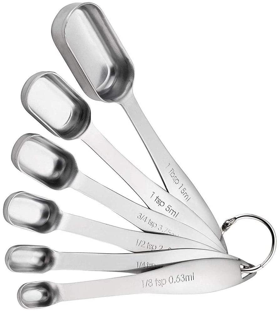 Set Measuring Spoon Liquid Dry Stainless A 6Pcs Measuring Steel And ...