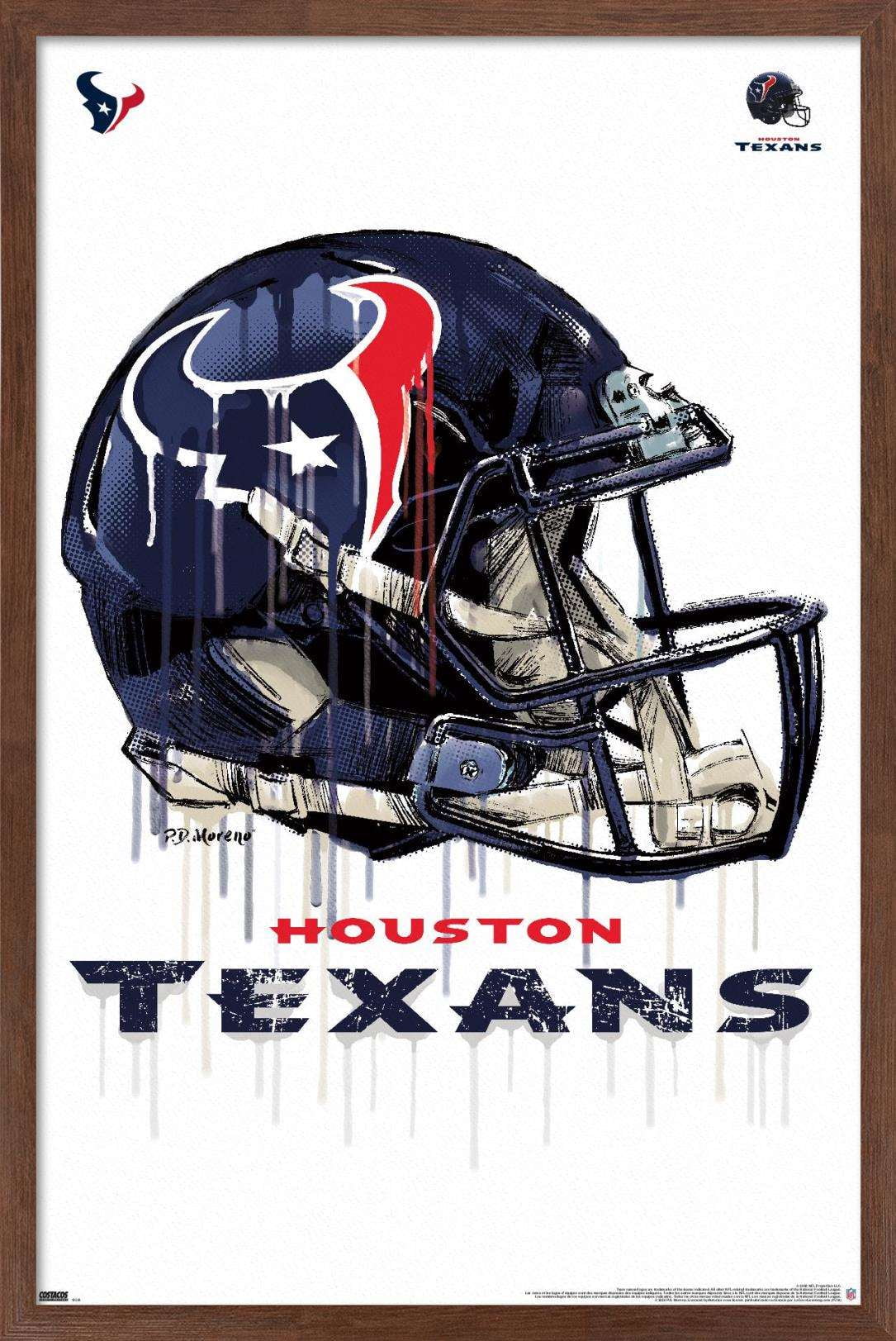 NFL Houston Texans - Drip Helmet 20 Wall Poster, 22.375" x 34", Framed ...