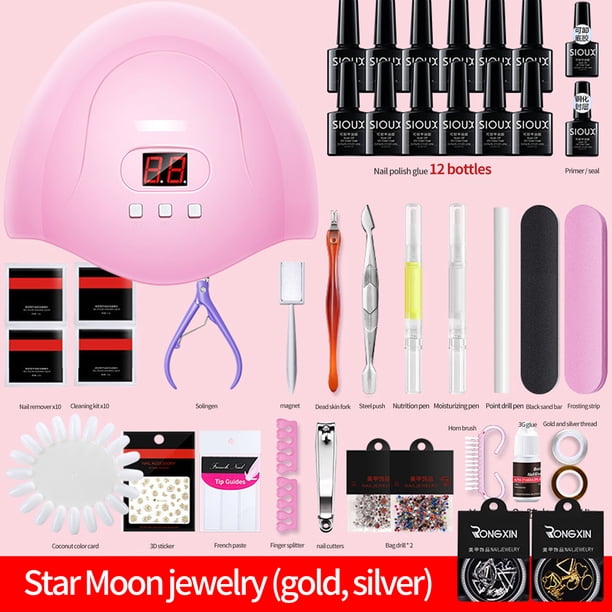 Kit Completo de Uñas con Lámpara LED Inteligente: 12 Colores de Gel ...