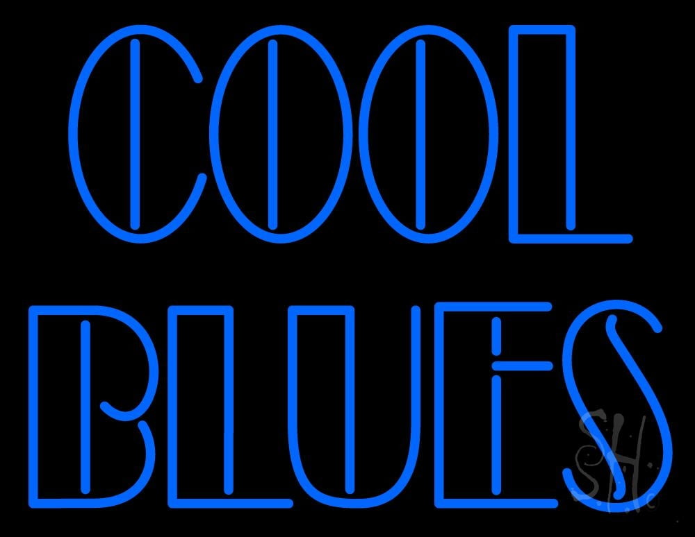 Cool Blues LED Neon Sign 15" Tall x 19" Wide - inches Black Square Cut ...