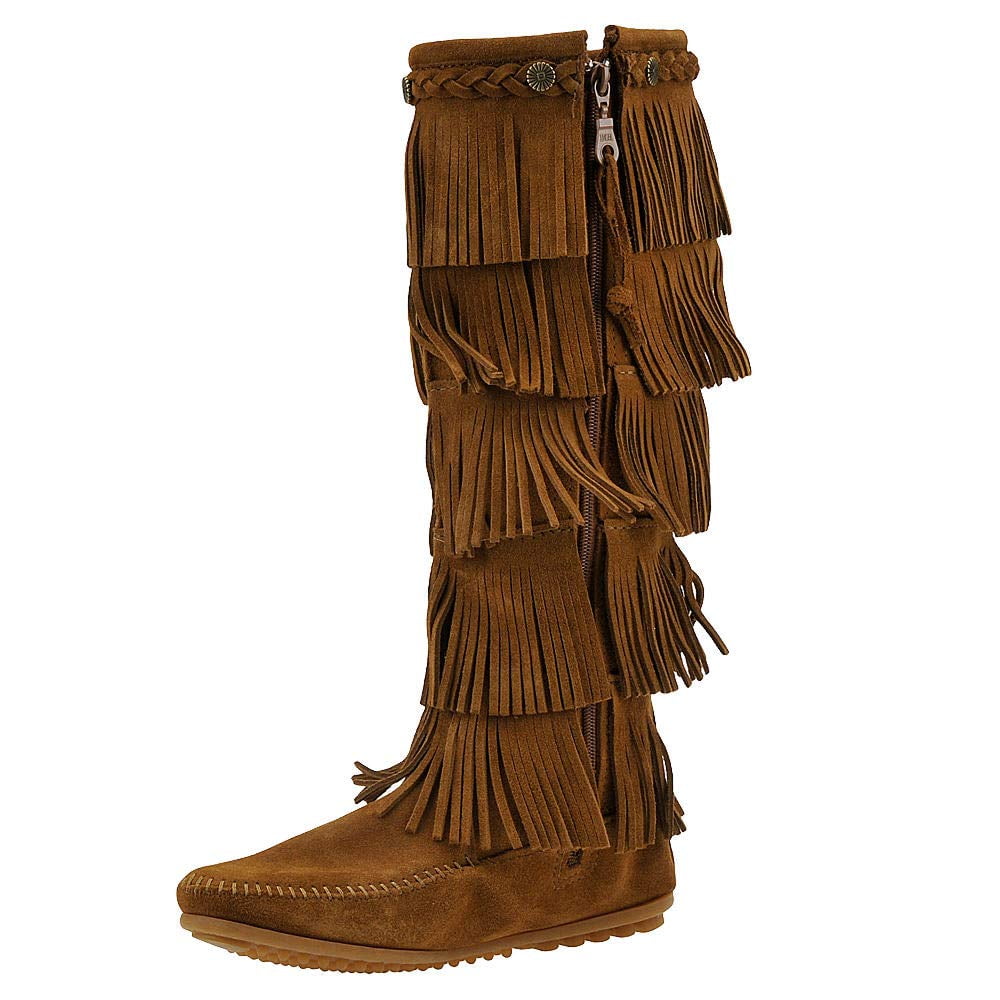 Click here for Minnetonka Womens 5-Layer Fringe Boot dusty Brown... prices