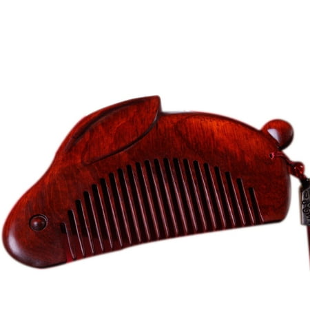 Red Sandalwood Hairdressing Wooden Comb Zodiac Rabbit Cute Rabbit ...