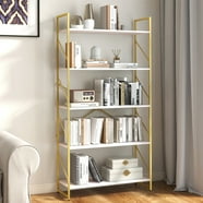 Dextrus 4 Tier Arched Bookshelf and Bookcase, Gold Modern Open Book ...