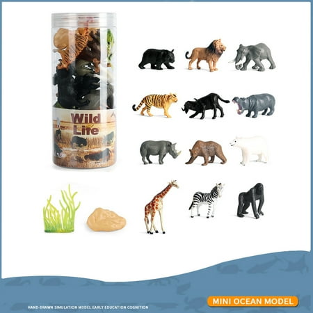 Mini Animal Figures Wild Animals Toy Animals Figurines 12Pcs Mini ...