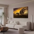 Animal Theme Africa Elephant and Baby Playing at Sunrise Canvas Poster ...