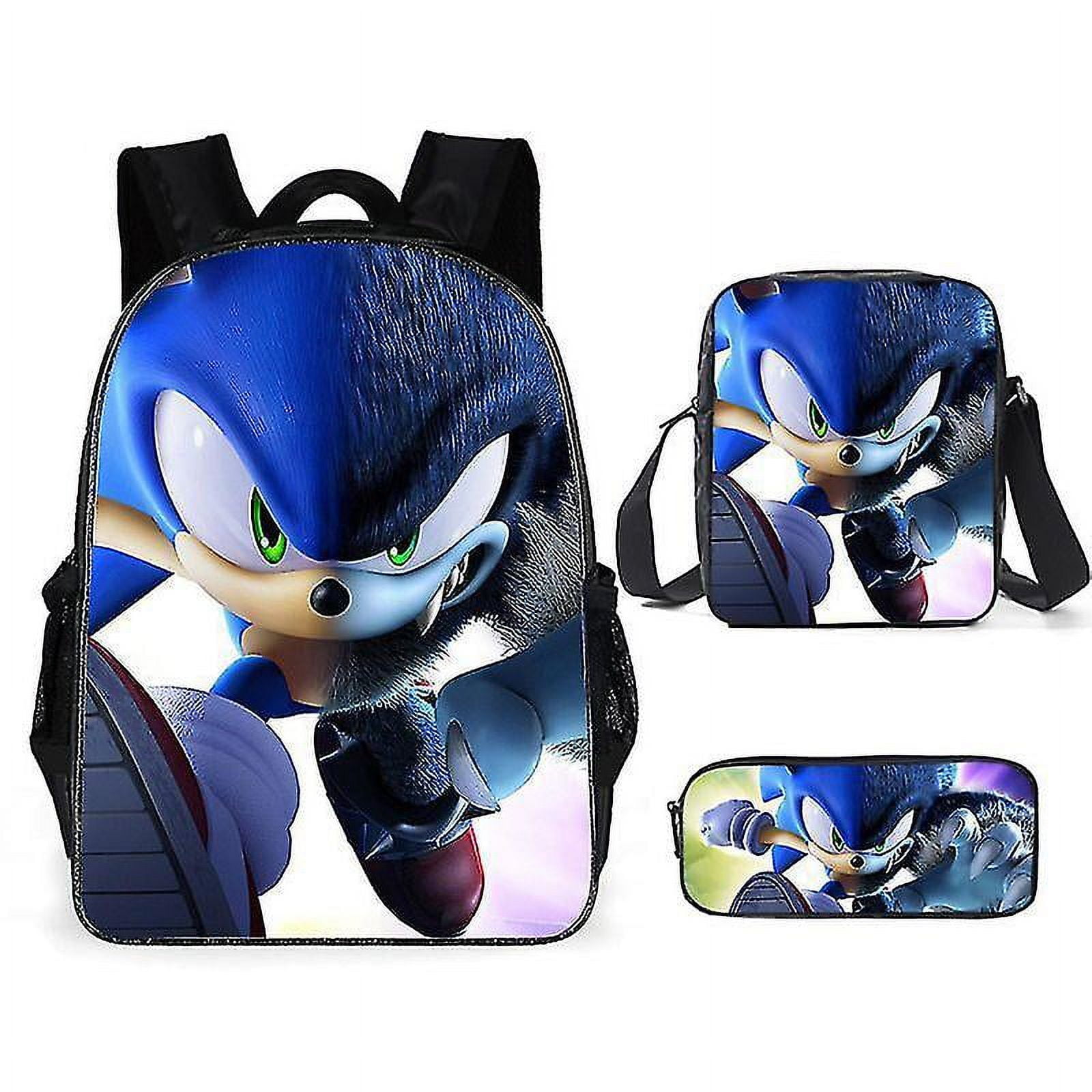Sonic Primary School School Bag Three-piece Set Anime Cartoon Backpack ...