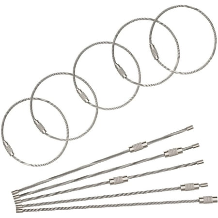 6 Inch Wire Keychain Cable Large Stainless Steel Key Ring Loop Holder ...