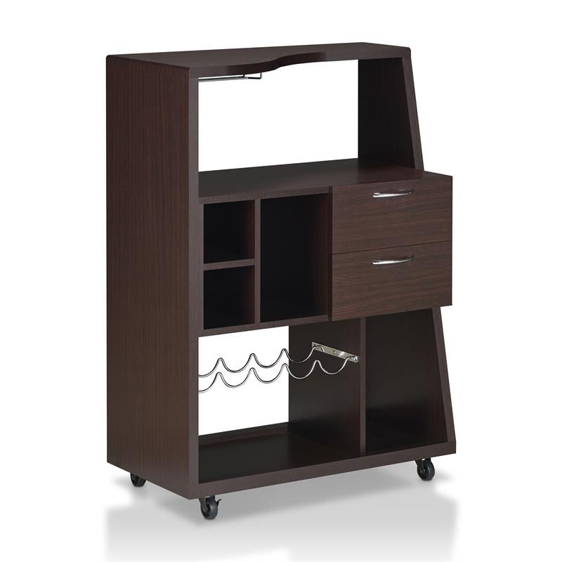 Furniture of America Marinelli Modern 2-Drawer Wood Mini Bar in Walnut ...