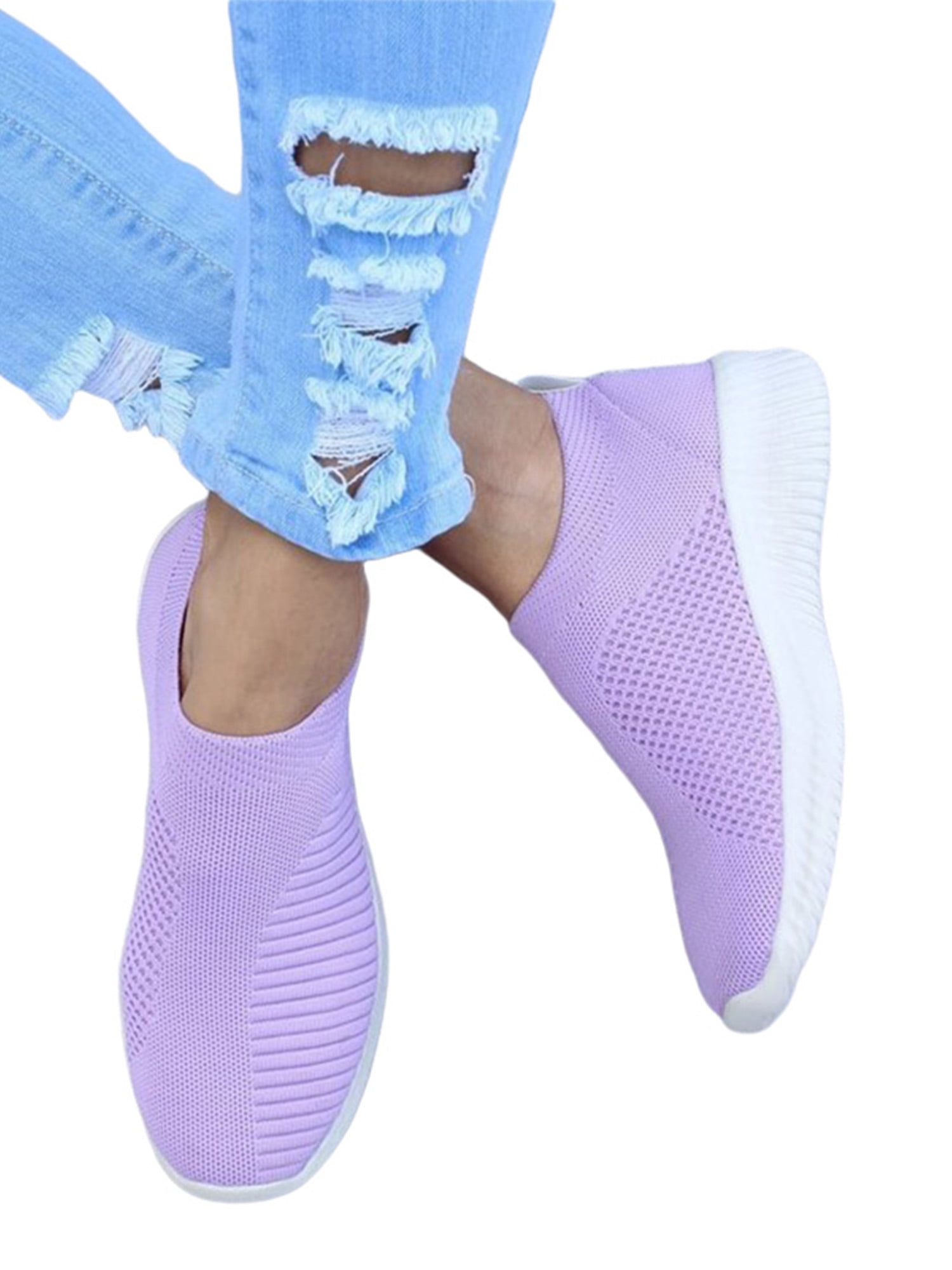 Buy LUXUR New Womens Mesh Sock Shoes Slip On Gym Sport Running Sneakers ...