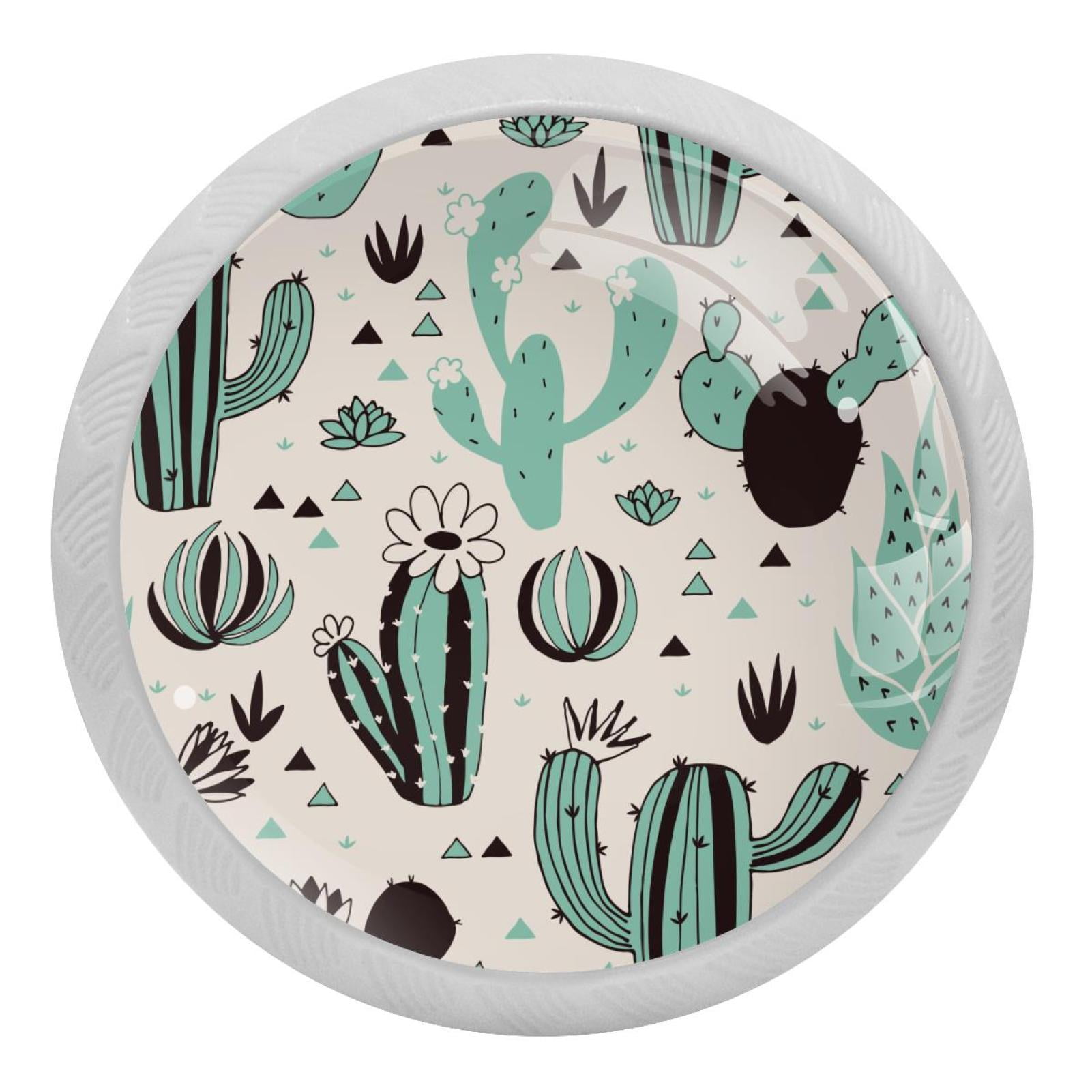 4PCS Round Cactus Cabinet Fluorescence Knob Glowing in the Dark ...