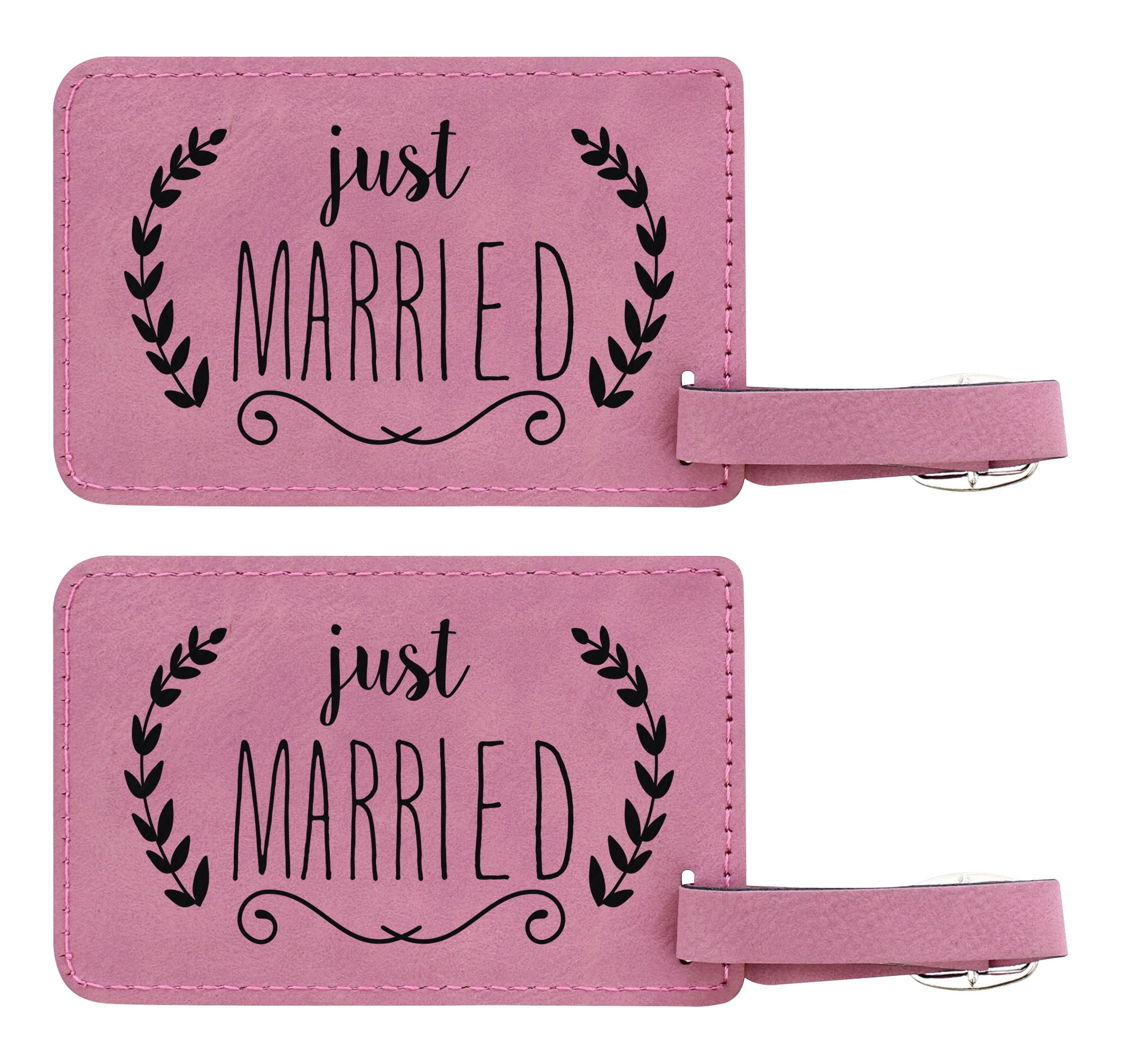 ThisWear Wedding Gift Just Married Luggage Tags for Couple 2-pack Laser ...