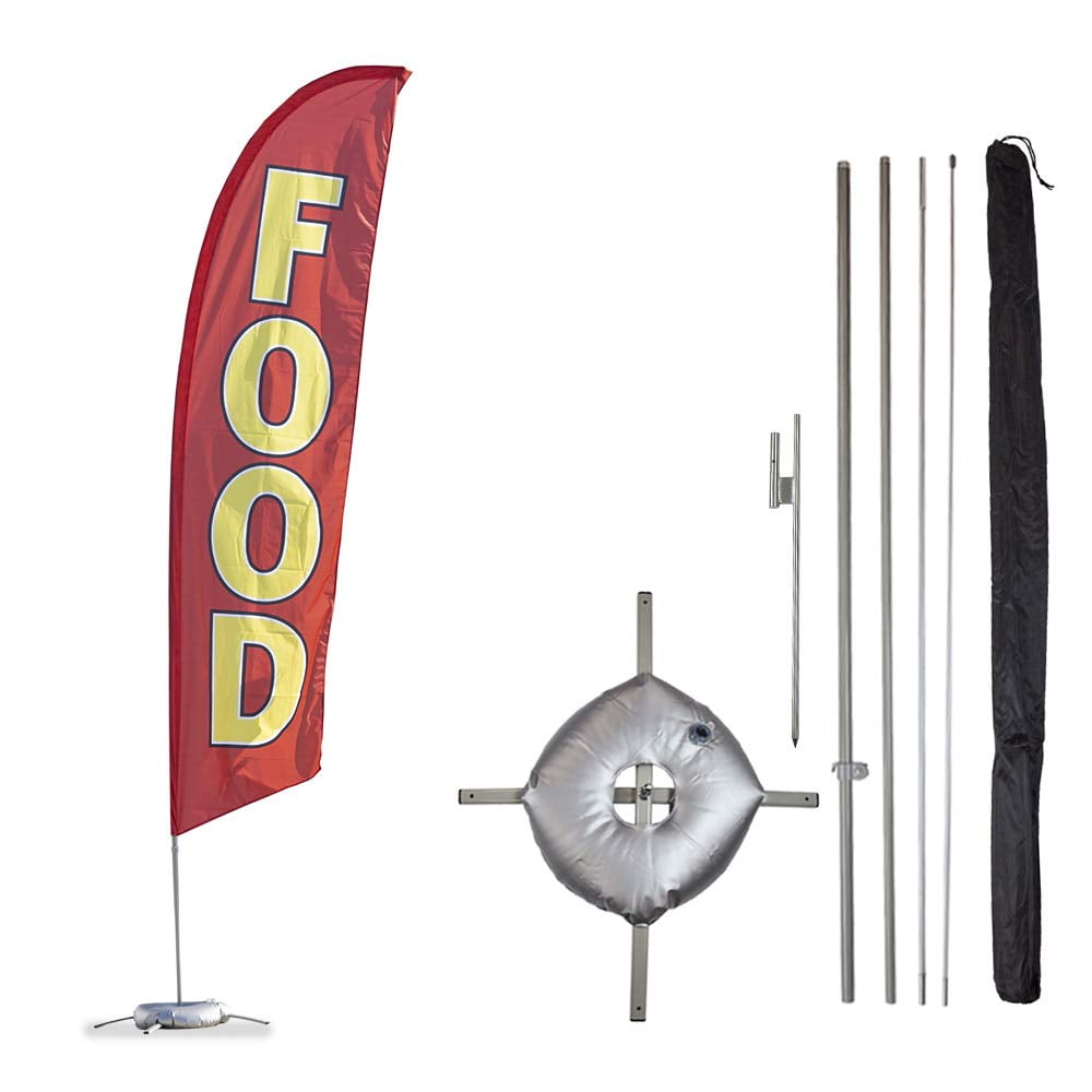 Food Feather Flag Kit - 13.5ft Knitted Polyester Swooper Flag with Pole ...