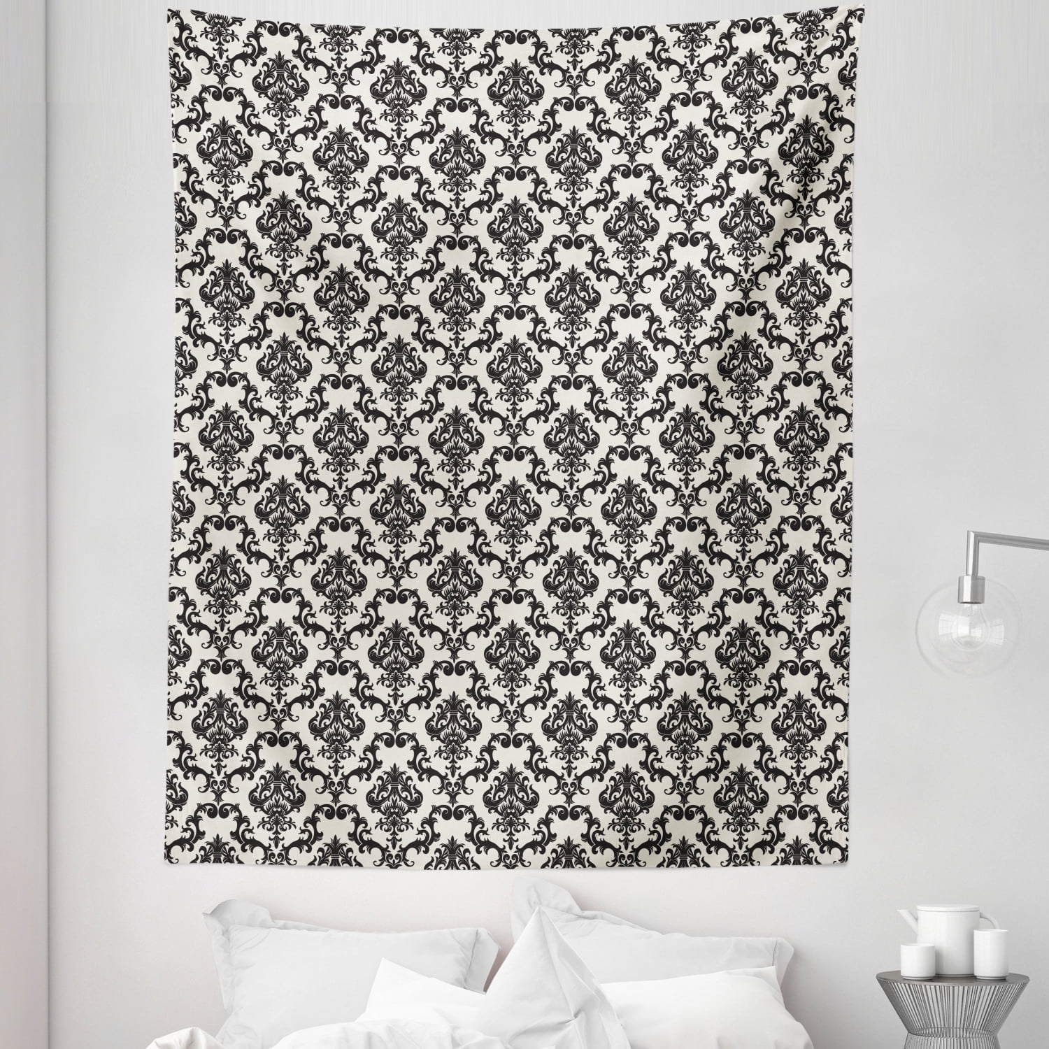 Damask Tapestry, Contemporary Western Damask Motif with Weave Effect ...