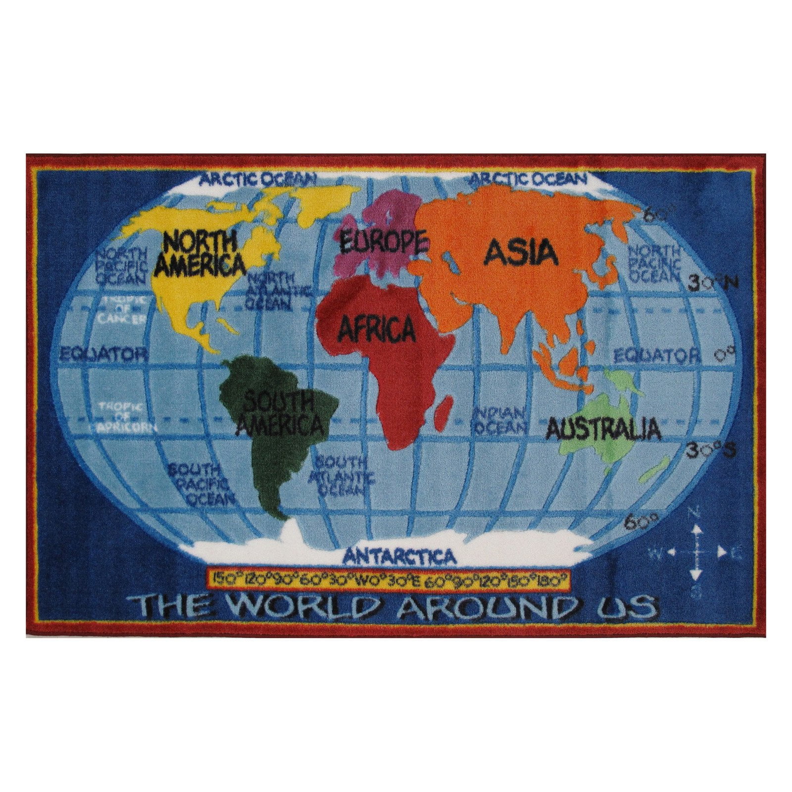 Fun Rugs Supreme Kids World Map Kids' Rug, Blue, 3'3" x 4'10" - Walmart.com
