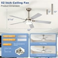 52-Inch Brushed Nickel Ceiling Fan with Light: 5-Blade Gazebo Fan Dual ...
