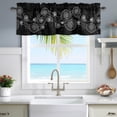Black Coastal Shell Conch Valances for Windows, Rod Pocket Kitchen ...