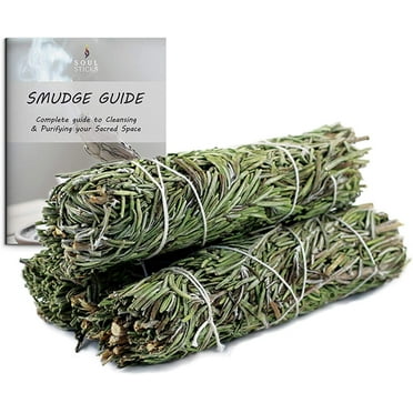 Blue Sage Smudge Sticks Pack of 3 Bundles & Smudge Guide for Smudging ...