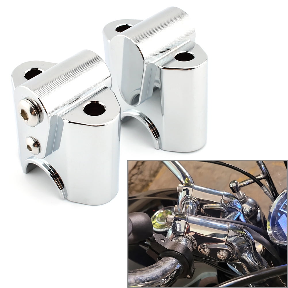 ZS Chrome Aluminum Handlebar Risers Handle Bar Lift Clamp Adapters for ...