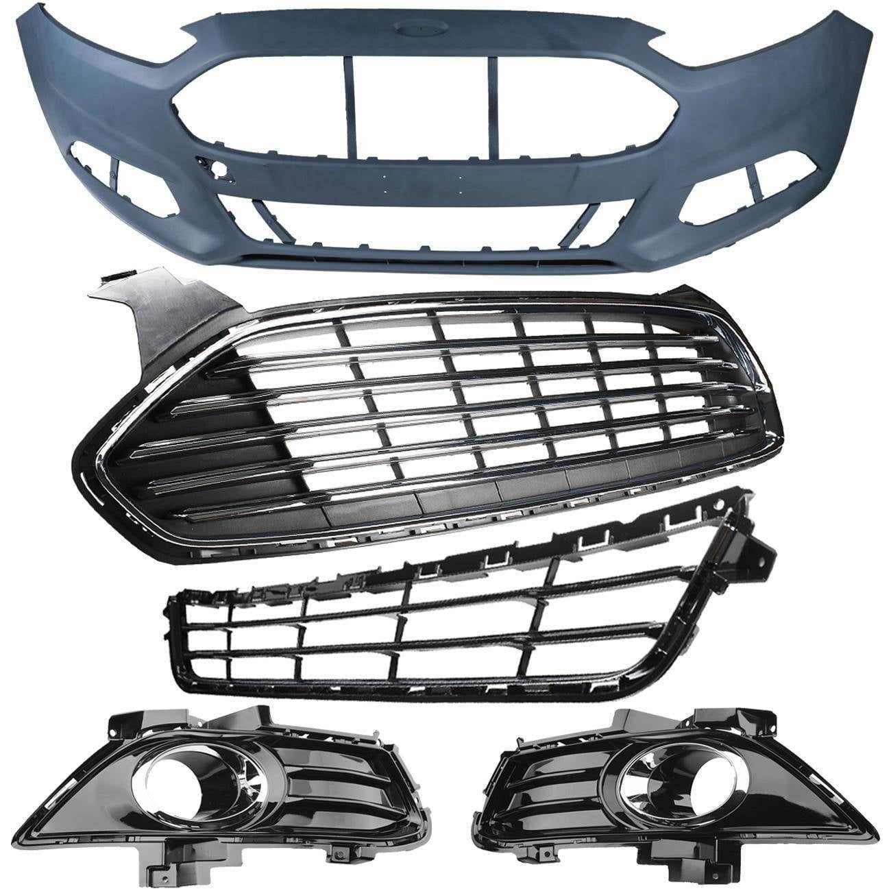 AUTOPA DS7Z-17D957-AAPTM Front Bumper with Chorme Upper Grile + Fog ...
